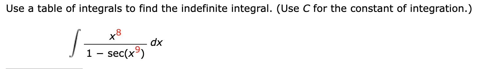 Solved Use a table of integrals to find the indefinite | Chegg.com