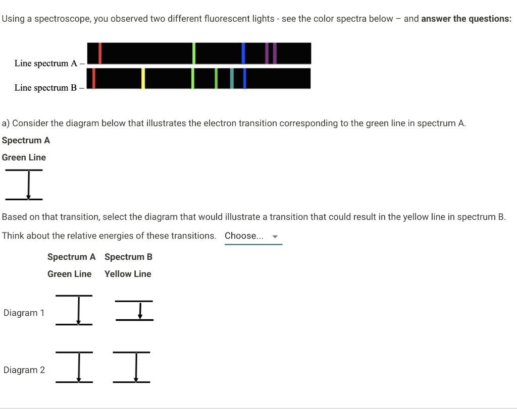 Using a spectroscope, you observed two different | Chegg.com
