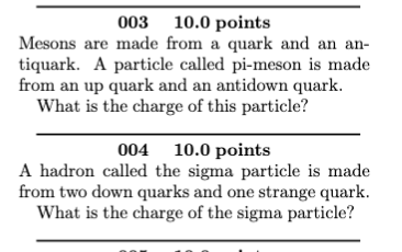Solved 003 10.0 points Mesons are made from a quark and an | Chegg.com