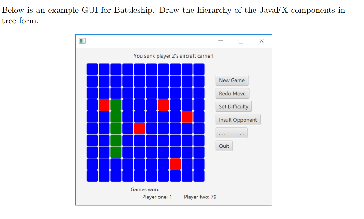 Solved Below is an example GUI for Battleship. Draw the | Chegg.com