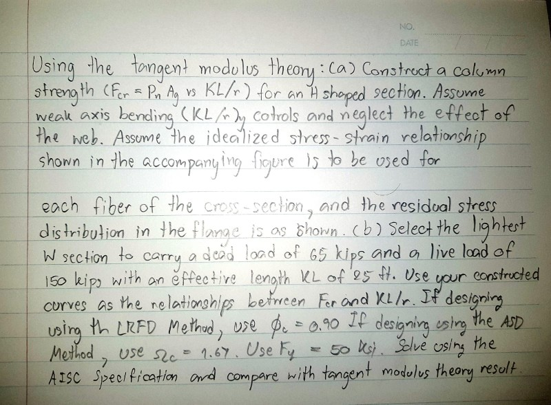 6.13. L'sing the tangent modulus theory: (a) | Chegg.com