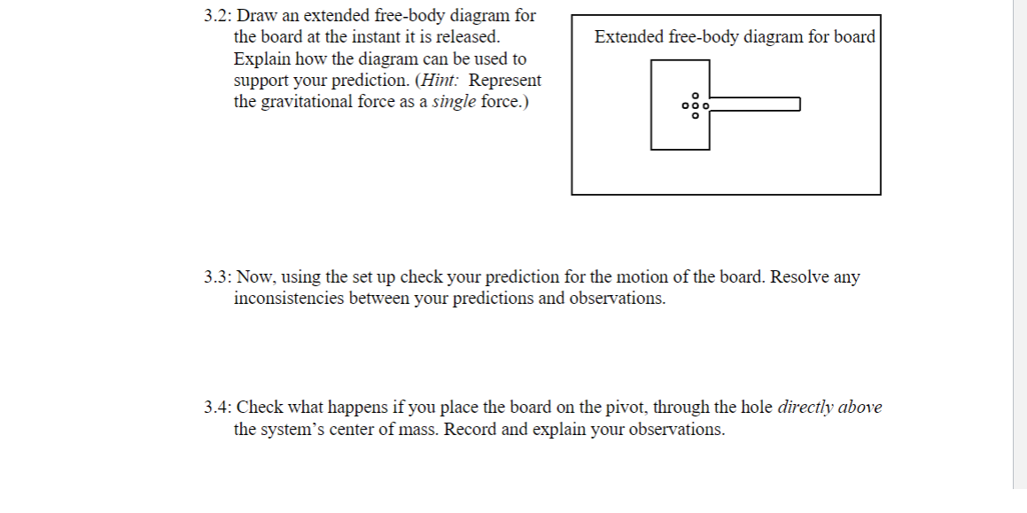 3.2: Draw an extended free-body diagram for the board | Chegg.com