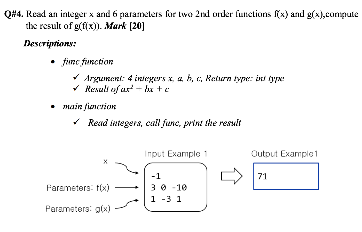 Solved Q#4. Read an integer x and 6 parameters for two 2nd | Chegg.com