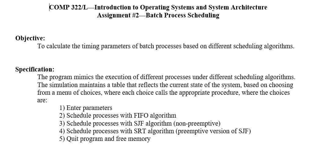 Solved COMP 322/L-Introduction to Operating Systems and | Chegg.com