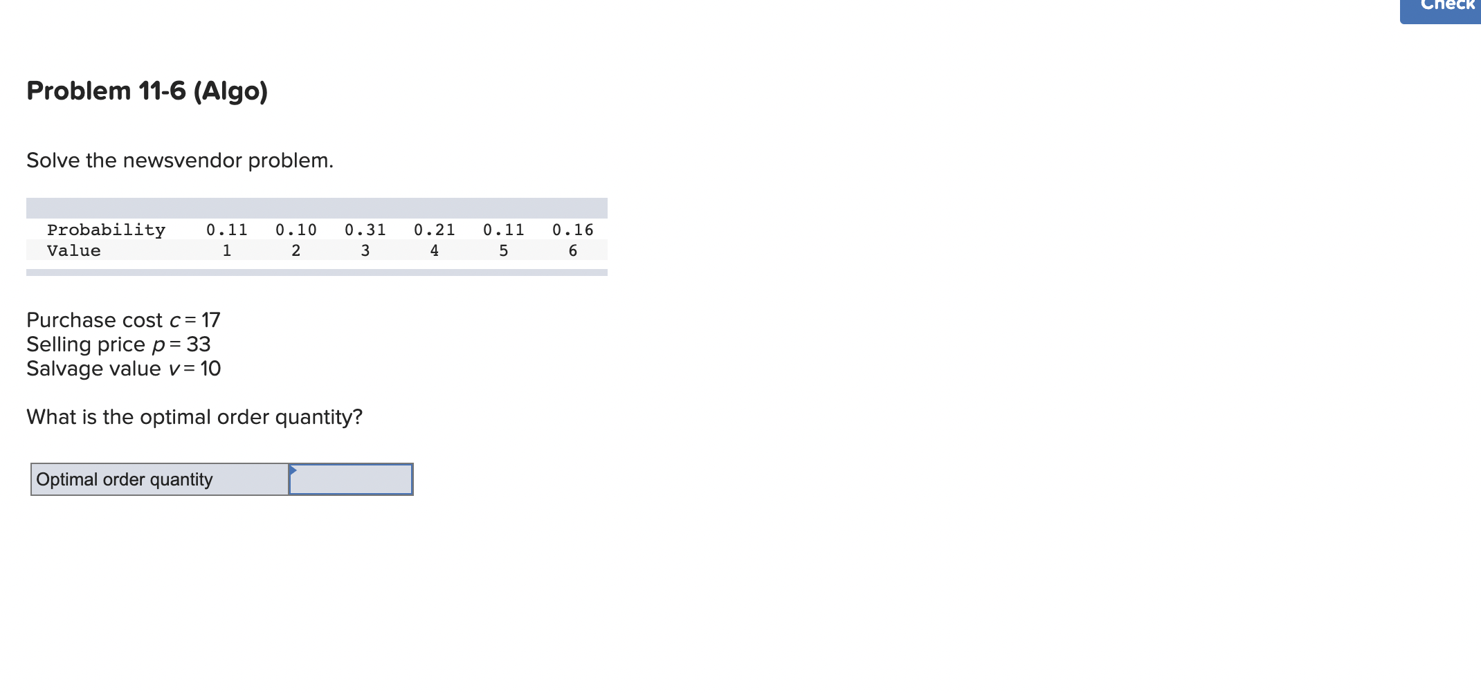Solved Solve the newsvendor problem. Purchase cost c=17 | Chegg.com