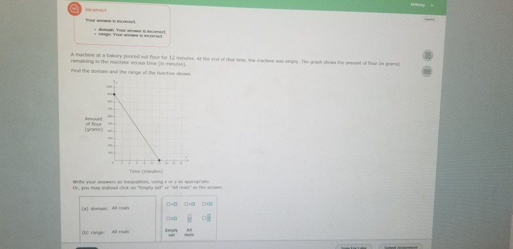 Solved cy Incorrect Your answer is incorrect domain Your | Chegg.com
