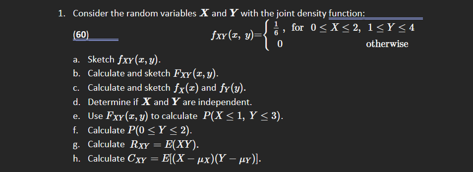Solved Consider the random variables x ﻿and Y ﻿with the | Chegg.com