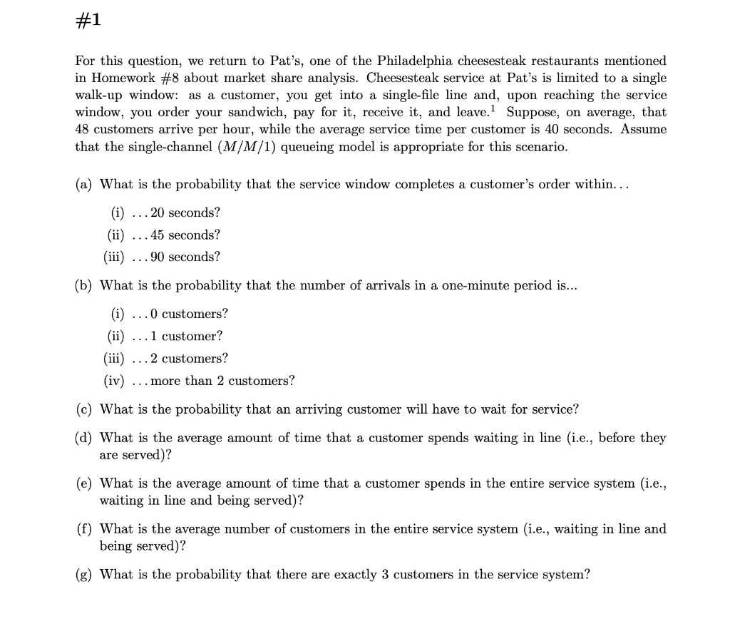 Solved For this question, we return to Pat's, one of the | Chegg.com