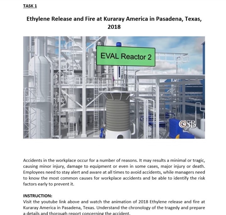Solved Ethylene Release and Fire at Kuraray America in | Chegg.com