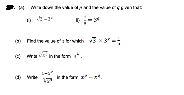 Solved (a) Write down the value of p and the value of a | Chegg.com