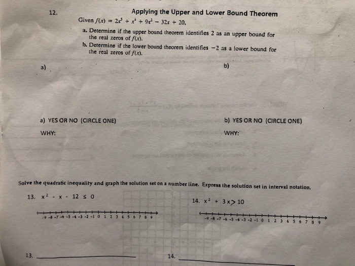 Solved 12. Applying the Upper and Lower Bound Theorem a. | Chegg.com
