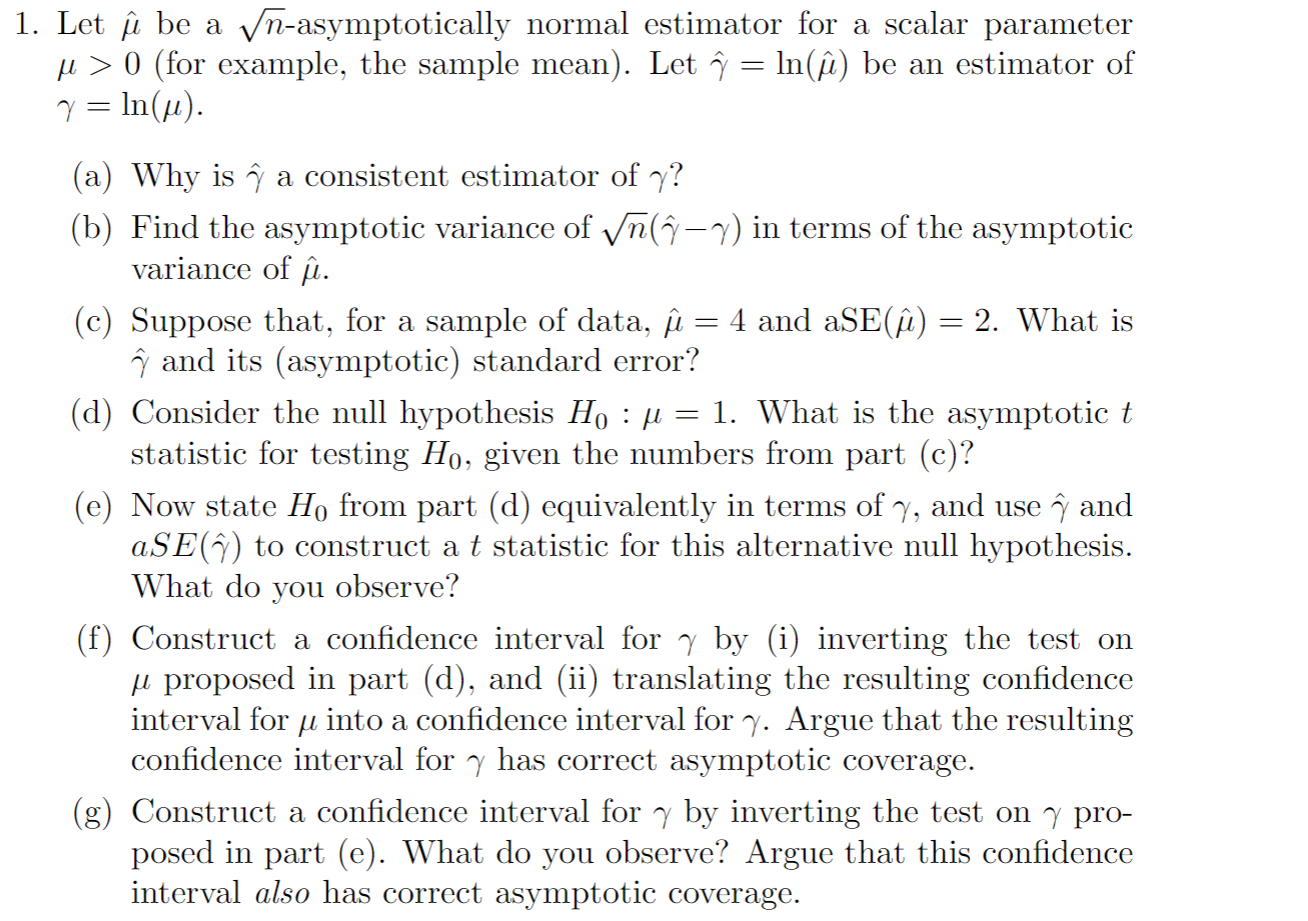 Solved Let hat(μ) ﻿be a n2-asymptotically normal estimator | Chegg.com