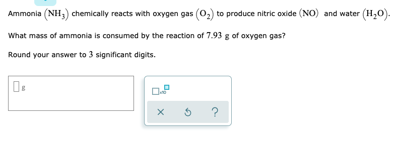 Solved Ammonia (NH3) chemically reacts with oxygen gas (O2) | Chegg.com