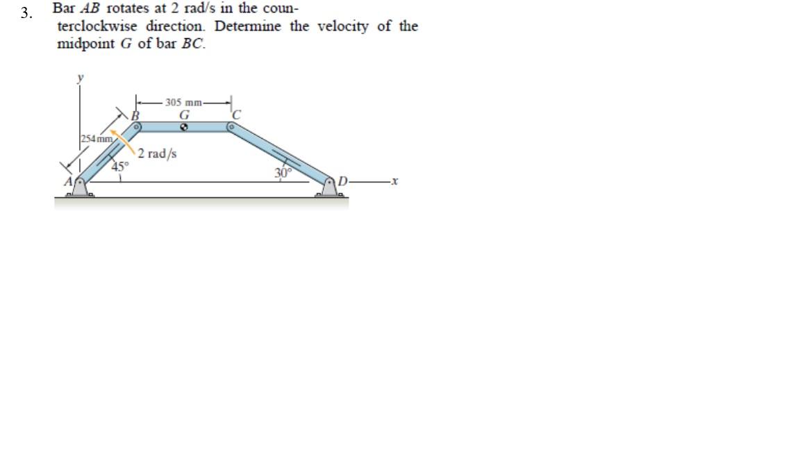 Solved 3 Bar Ab Rotates At 2rad S In The Counterclockwise