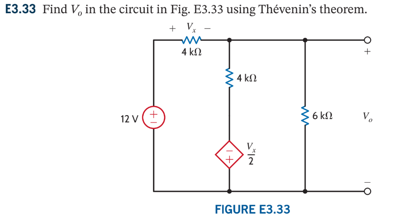 Solved E3.33 ﻿Find \( ﻿V_{o} \) ﻿in the circuit in Fig. | Chegg.com
