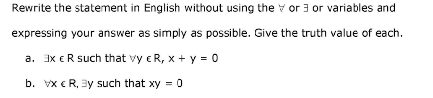 Solved Rewrite the statement in English without using the V | Chegg.com