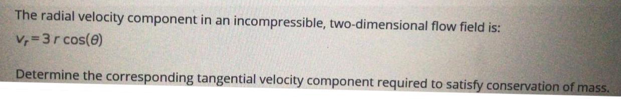 Solved The radial velocity component in an incompressible, | Chegg.com