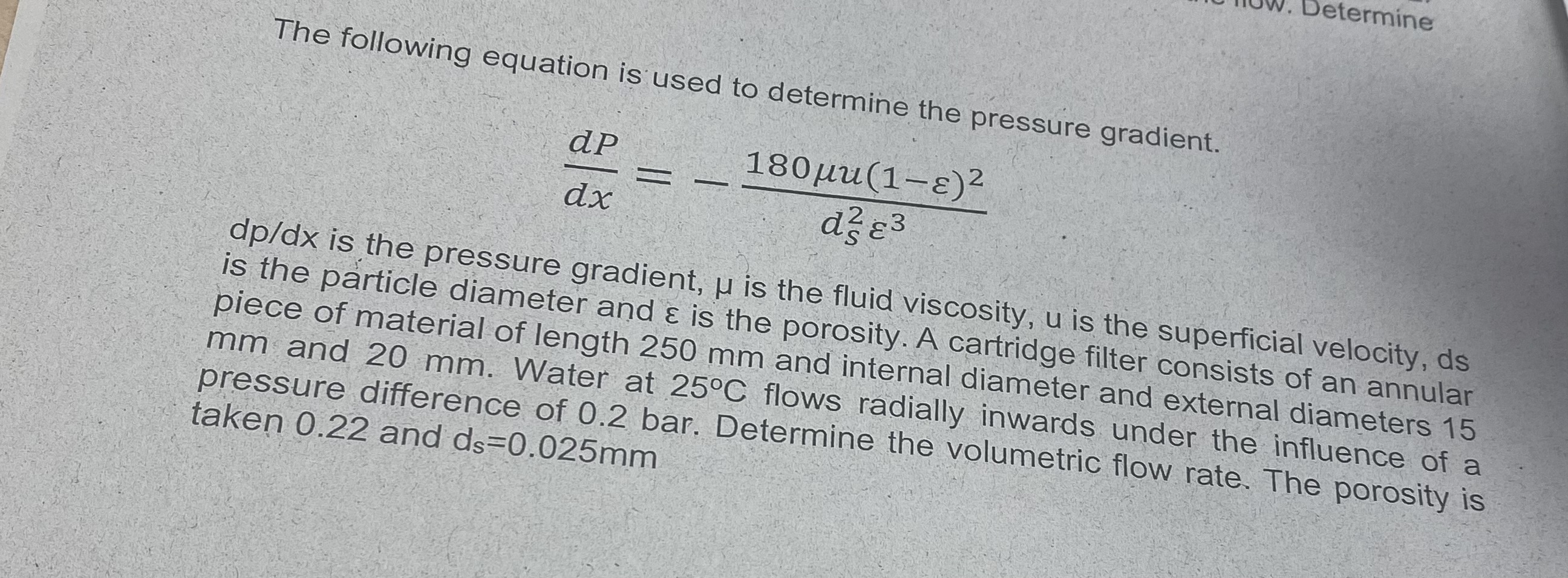 Solved The following equation is used to determine the | Chegg.com