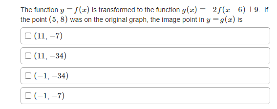 Solved The function y=f(x) is transformed to the function | Chegg.com