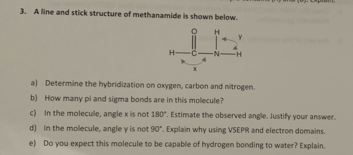 A line and stick structure of methanamide is shown | Chegg.com