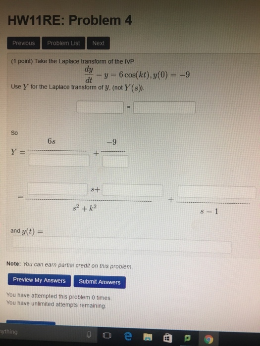 Solved Take the Laplace transform of the IVP dy/dt - y = 6 | Chegg.com