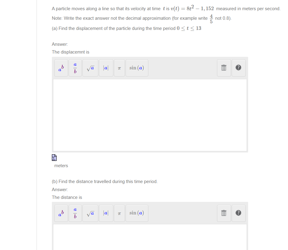 Solved A particle moves along a line so that its velocity at | Chegg.com