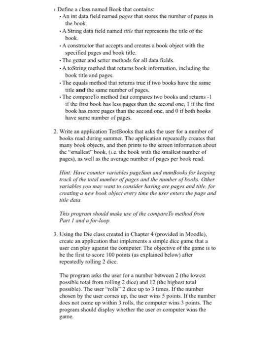 Solved 1 Define A Class Named Book That Contains An Int