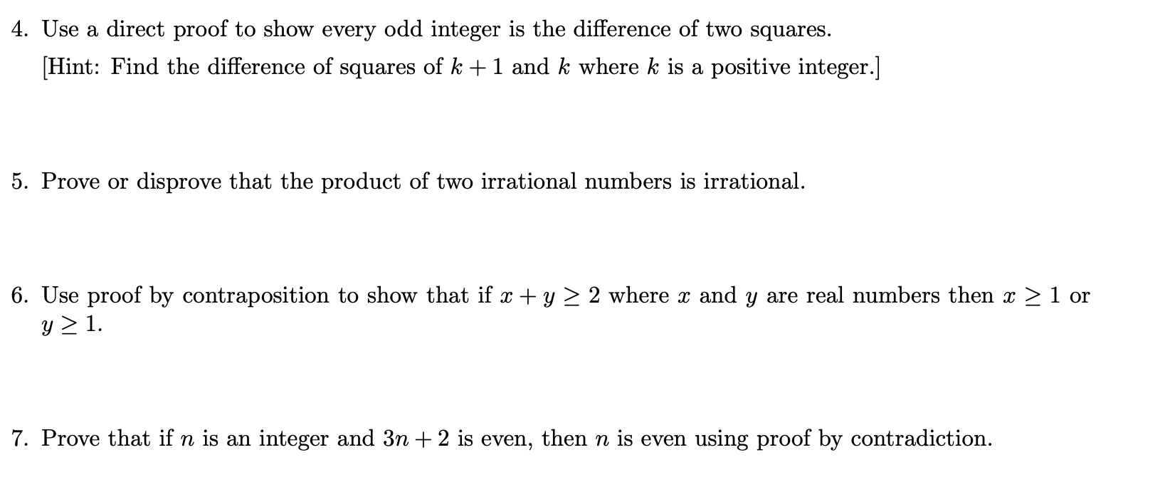 Solved 4. Use a direct proof to show every odd integer is | Chegg.com