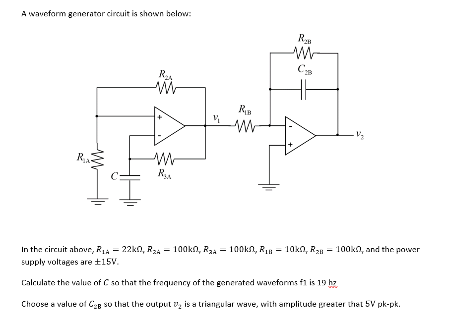 Solved A waveform generator circuit is shown below: In the | Chegg.com