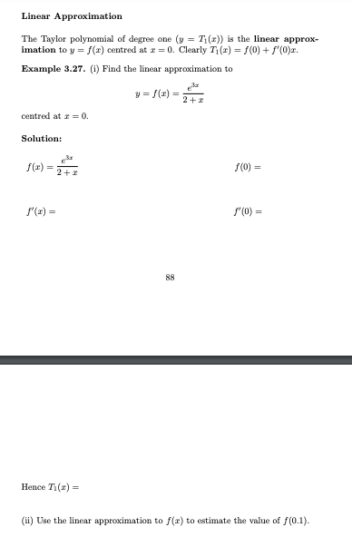 Solved Linear Approximation The Taylor polynomial of degree | Chegg.com