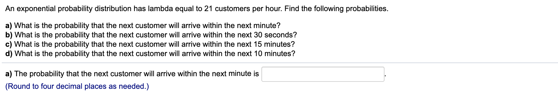 Solved An exponential probability distribution has lambda | Chegg.com