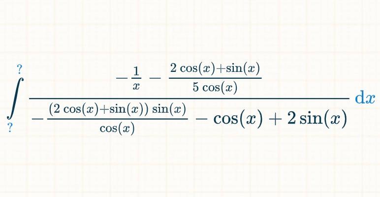 Solved ? 2 1 2 cos(x)+sin(x) 5 cos(x2) (2 cos()+sin(x)) | Chegg.com