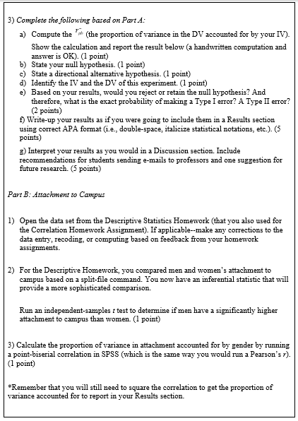 Solved SPSS Homework: Independent-Samples t Test Part A: | Chegg.com