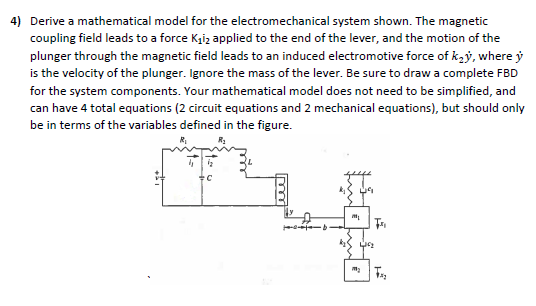 Solved Derive a mathematical model for the electromechanical | Chegg.com