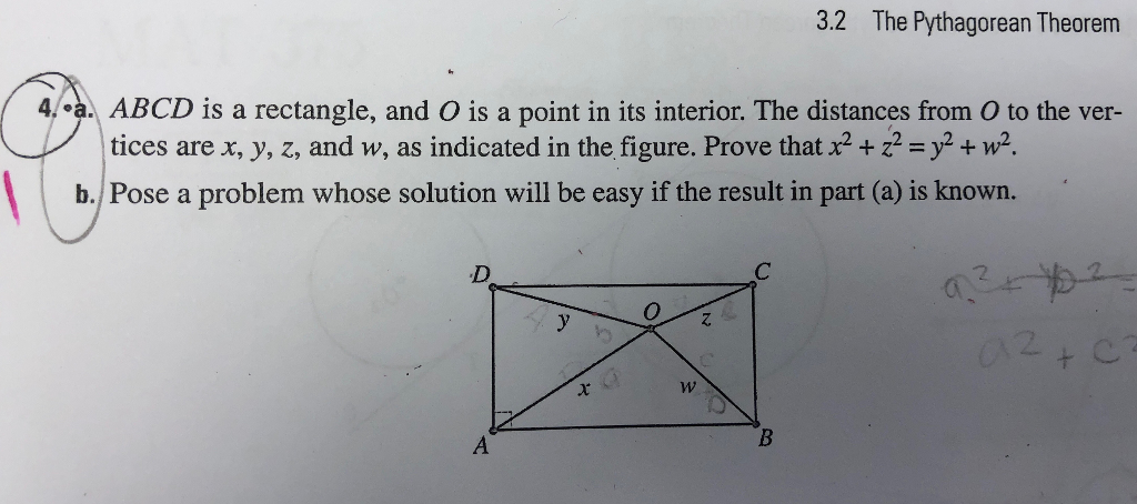 Solved 3.2 The Pythagorean Theorem 4 a. ABCD is a rectangle, | Chegg.com