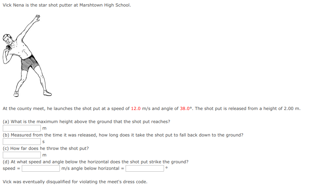 Solved Vick Nena is the star shot putter at Marshtown High | Chegg.com
