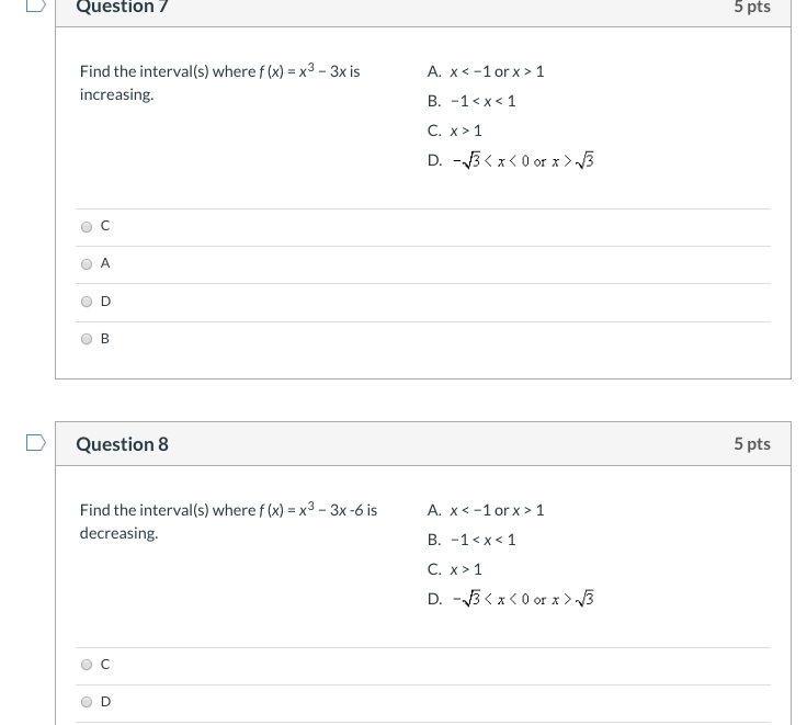 Solved Question 7 5 pts Find the interval(s) where f(x) = x3 | Chegg.com Solved Question 7 5 pts Find the interval(s) where f(x) = x3 | Chegg.com