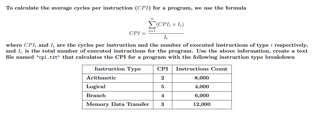Solved To calculate the average cycles per instruction (CPI) | Chegg.com