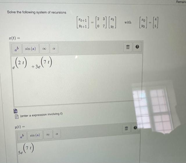Solved Solve the following system of recursions | Chegg.com