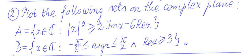 Solved Plot the following sets on the complex plane.A={z is | Chegg.com