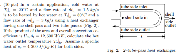 Solved tube side inlet shell →shell side in . (10 pts) In a | Chegg.com