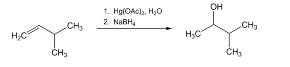 Solved 1. Hg(OAc)2,H2O 2. NaBH4 Acid-catalyzed addition of | Chegg.com