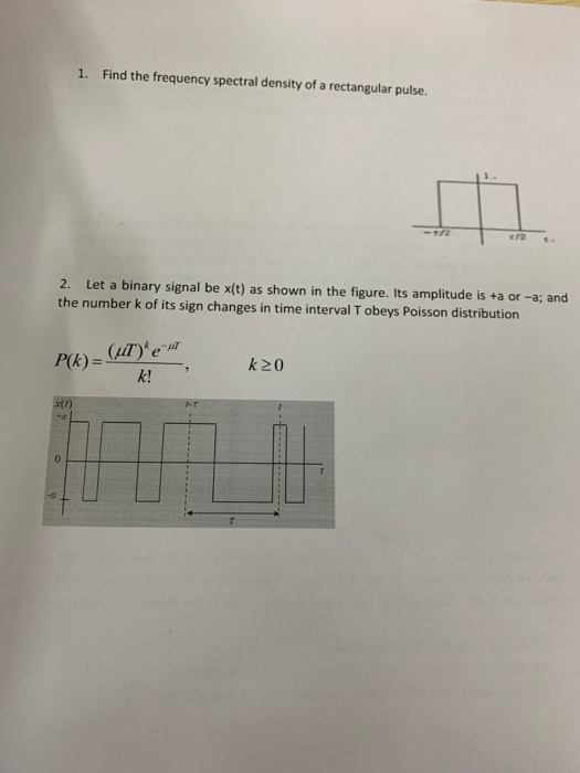 Solved 1. Find the frequency spectral density of a | Chegg.com