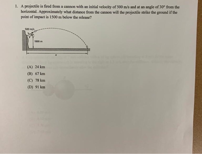 Solved A projectile is fired from a cannon with an initial | Chegg.com