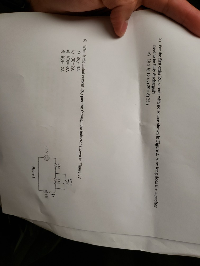 Solved 5 For The First Order Rc Circuit With No Source