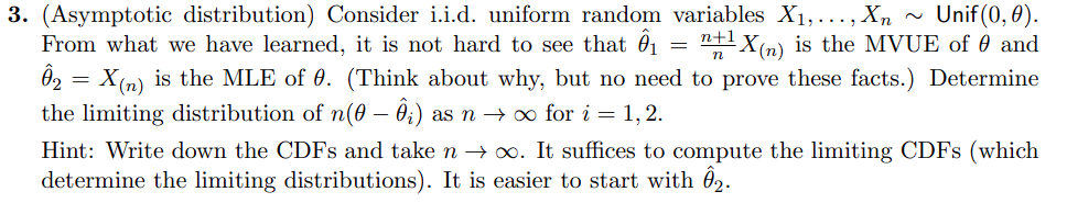 Solved Asymptotic Distribution Consider Iid Uniform 