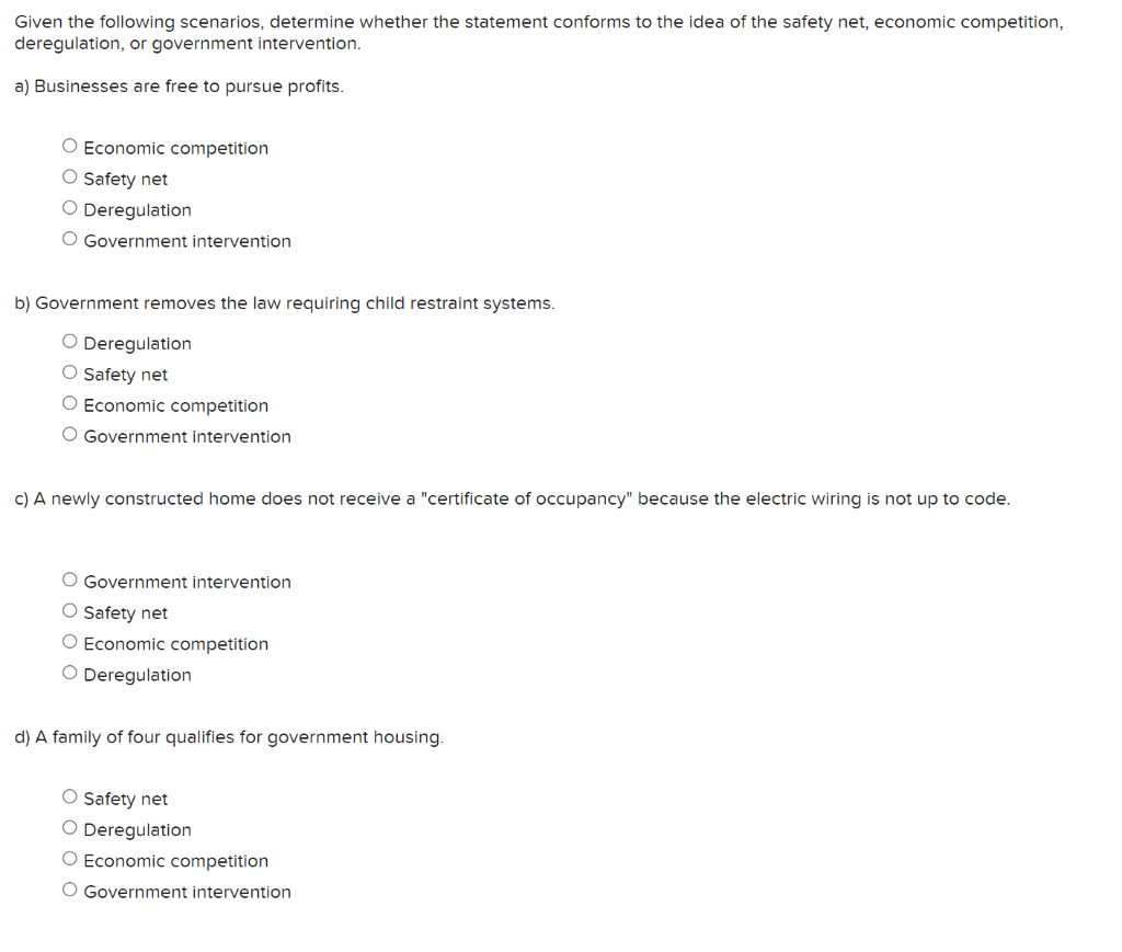 Solved Given the following scenarios, determine whether the | Chegg.com