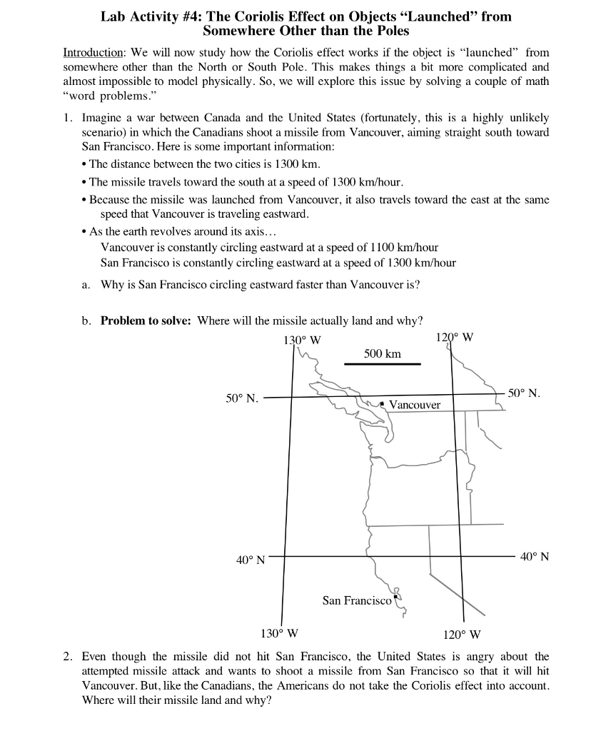 Solved Lab Activity #4: The Coriolis Effect on Objects | Chegg.com