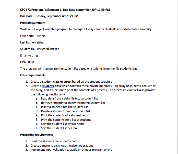 Solved This is a C++ Programming assignment. I really need | Chegg.com