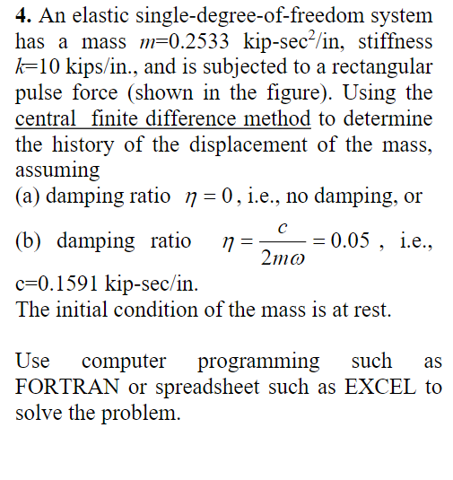 Solved 4. An elastic single-degree-of-freedom system has a | Chegg.com